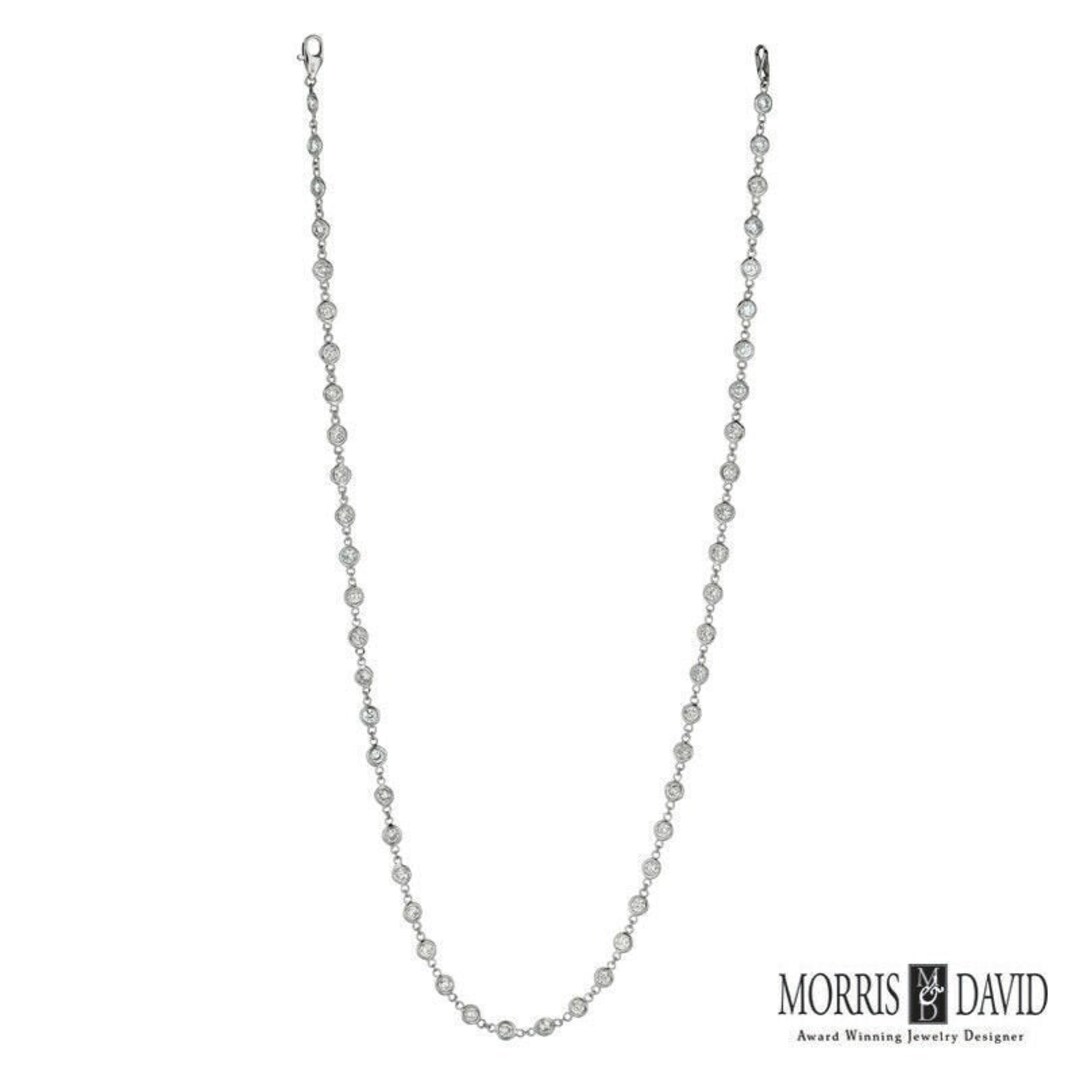9.60 Carat Diamond by the Yard Necklace G SI 14K White Gold 18 Inches ...