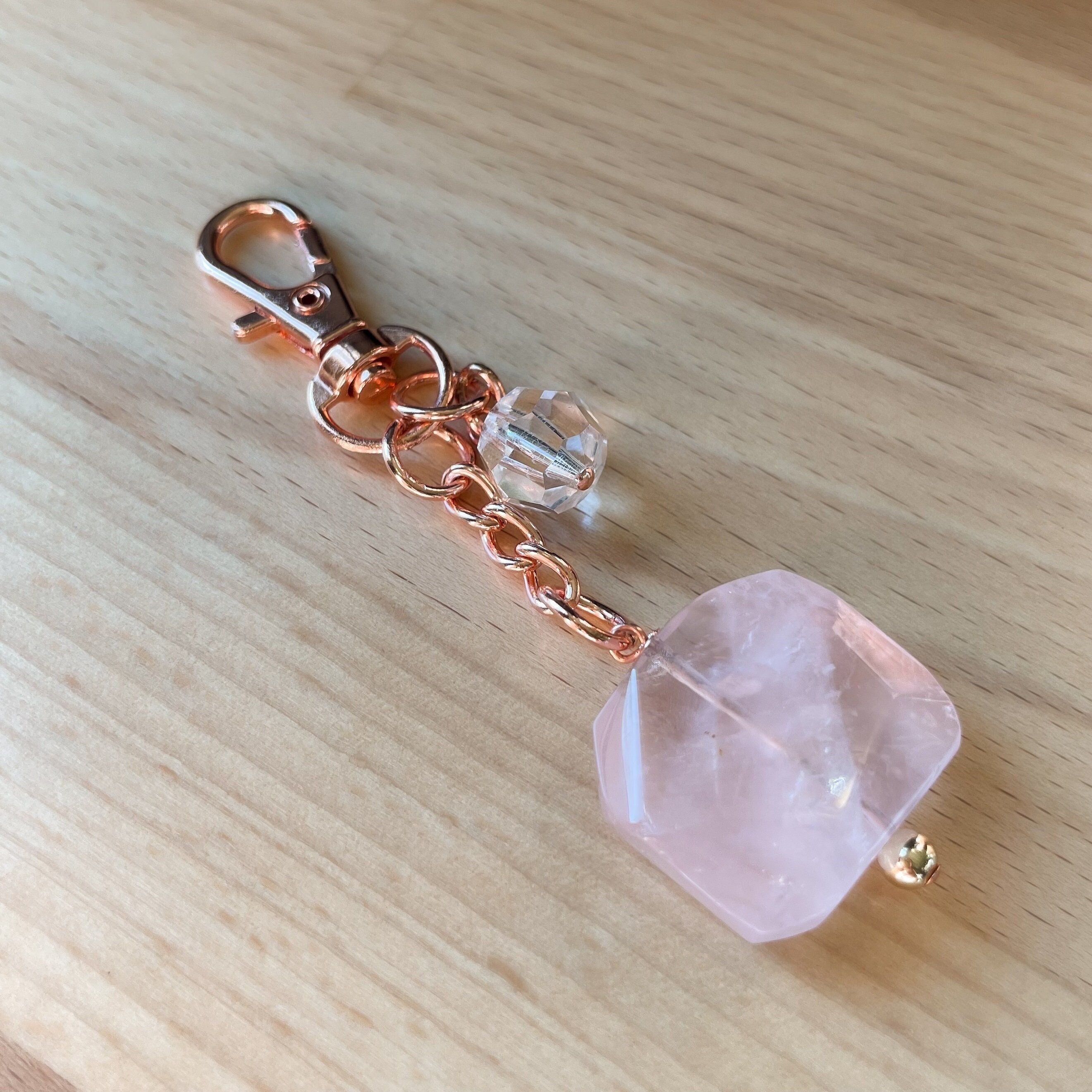 Rose Quartz Keychain Gemstone Keychain Handmade Keychain - Etsy