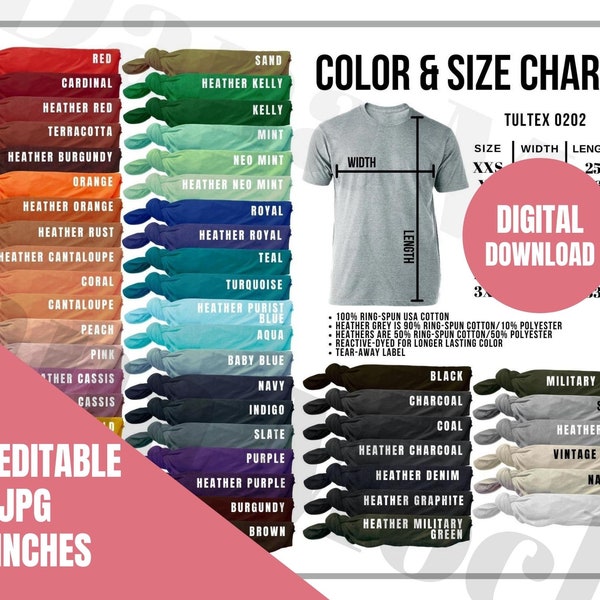 Tultex Size Charts - Etsy