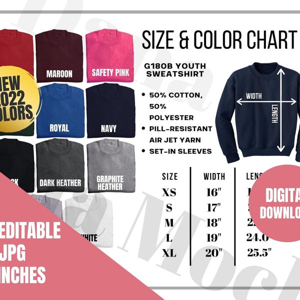 Gildan G180b Color Chart - Etsy