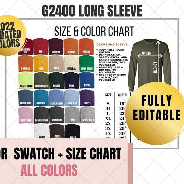Gildan 240 Color Chart - Etsy