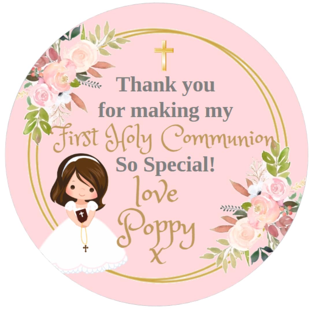 48 Personalised Stickers for 1ST COMMUNION Party Bags, Favour Boxes Etc ...