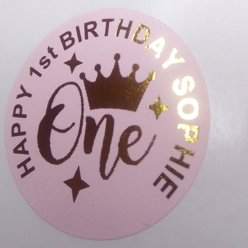 24 Personalised Stickers Labels for 1st Birthday pink blue | Etsy