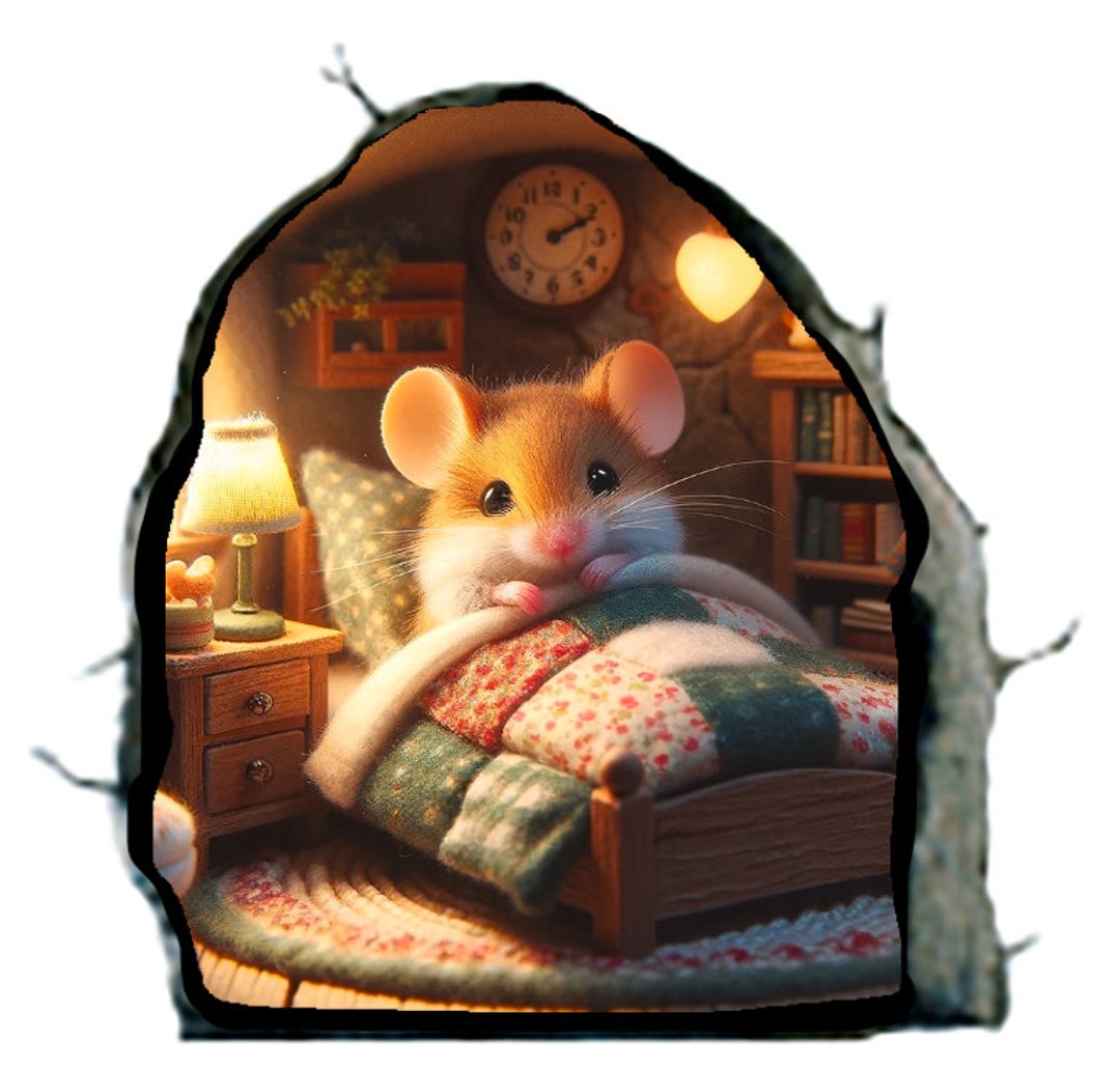 Cute MOUSE in a Hole Transparent Vinyl Decal "trompe L'oeil" TWO SIZES ...