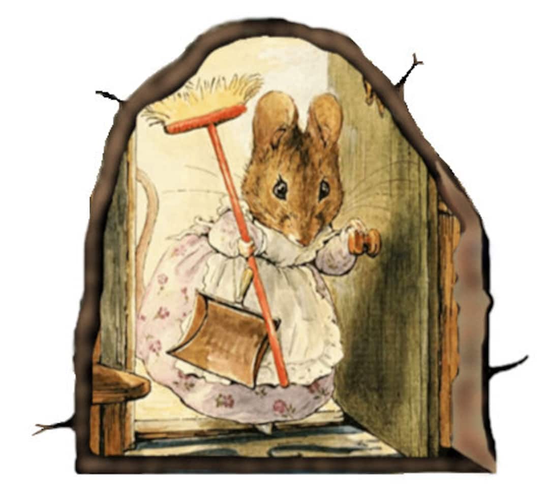 Cute Mouse in a Hole Transparent Vinyl Decal "trompe L'oeil" 2.75" X 2. ...