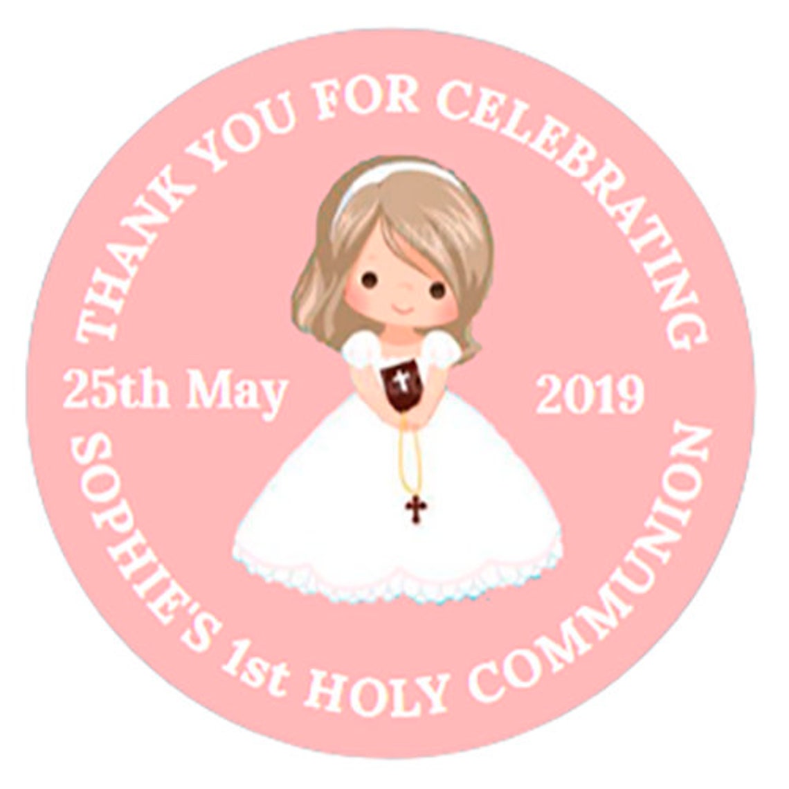 48 Personalised Stickers for 1ST COMMUNION Party Bags, Favour Boxes Etc ...