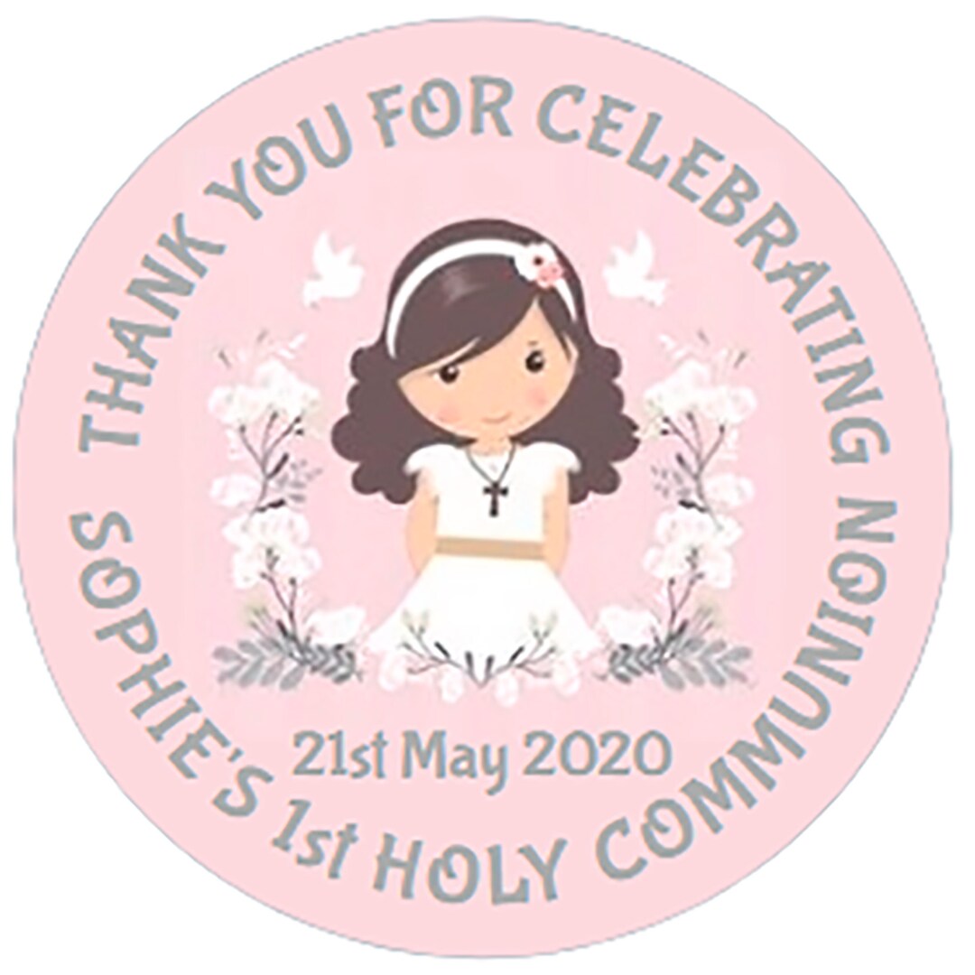 48 Personalised Stickers for 1ST COMMUNION Party Bags, Favour Boxes Etc ...