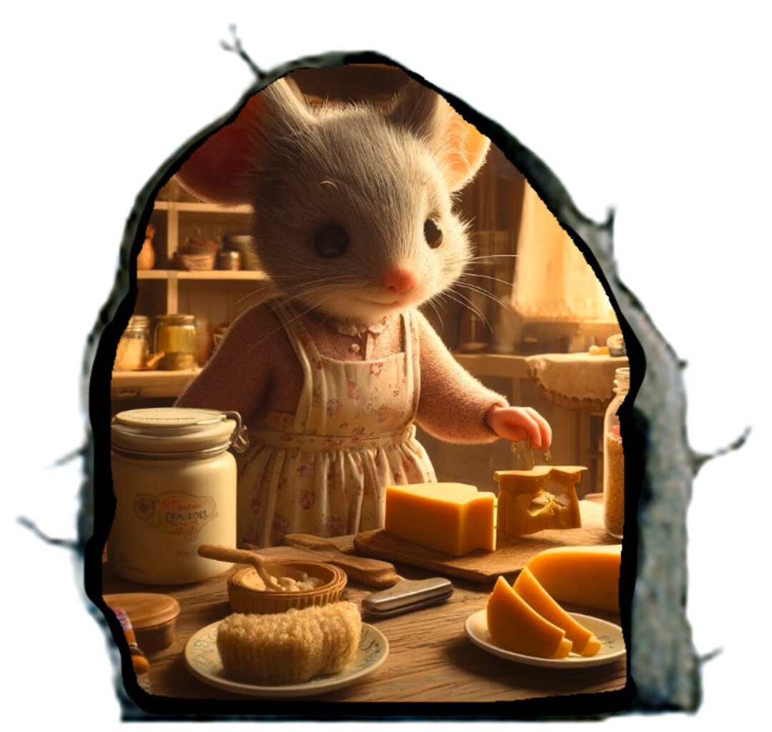 Cute MOUSE in a Hole Transparent Vinyl Decal "trompe L'oeil" TWO SIZES ...
