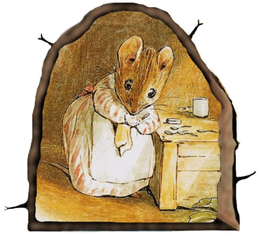 Cute Mouse in a Hole Transparent Vinyl Decal "trompe L'oeil" 2.75" X 2. ...