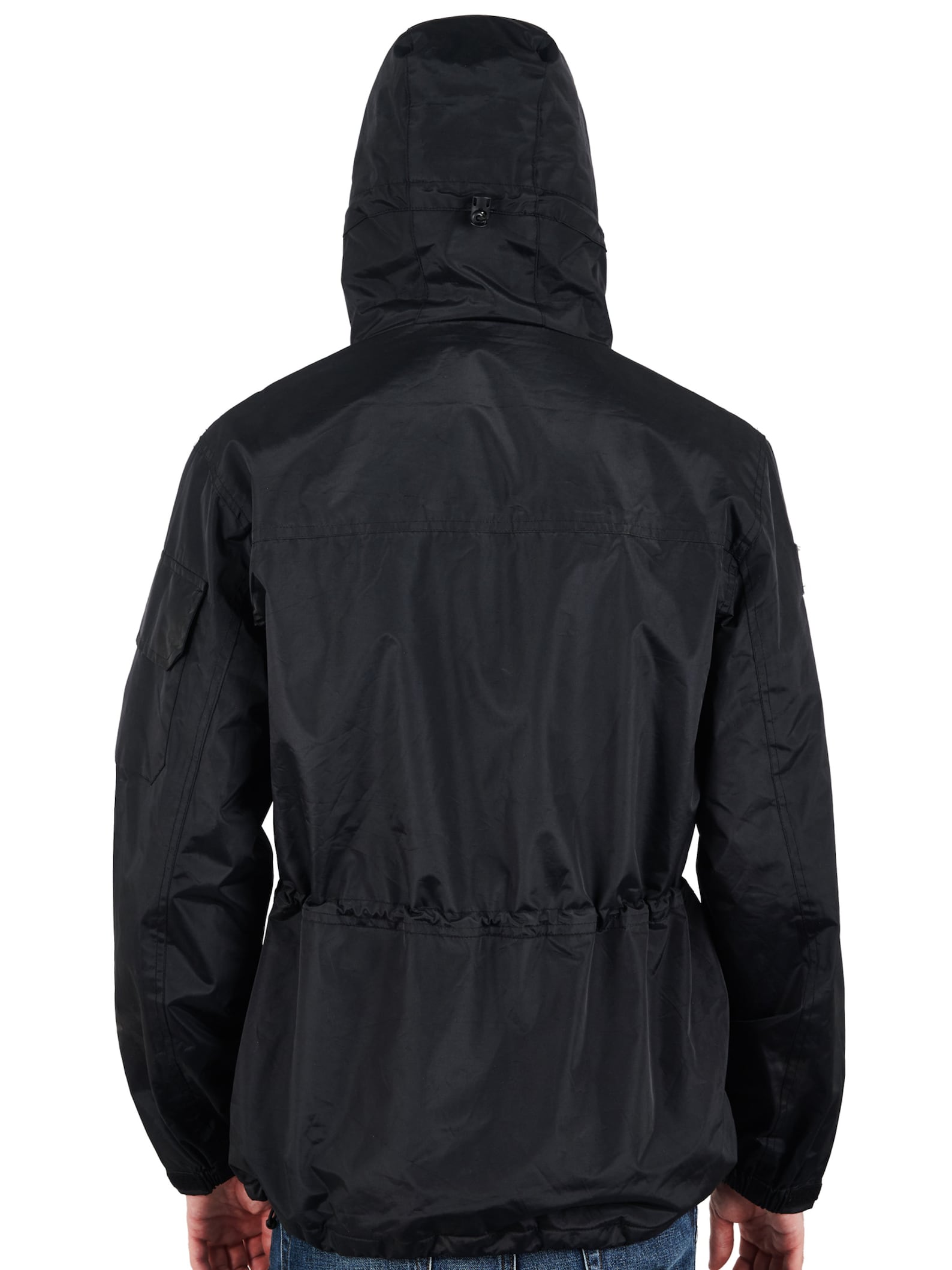 Chaqueta con capucha impermeable negra con pequeño logotipo | Etsy