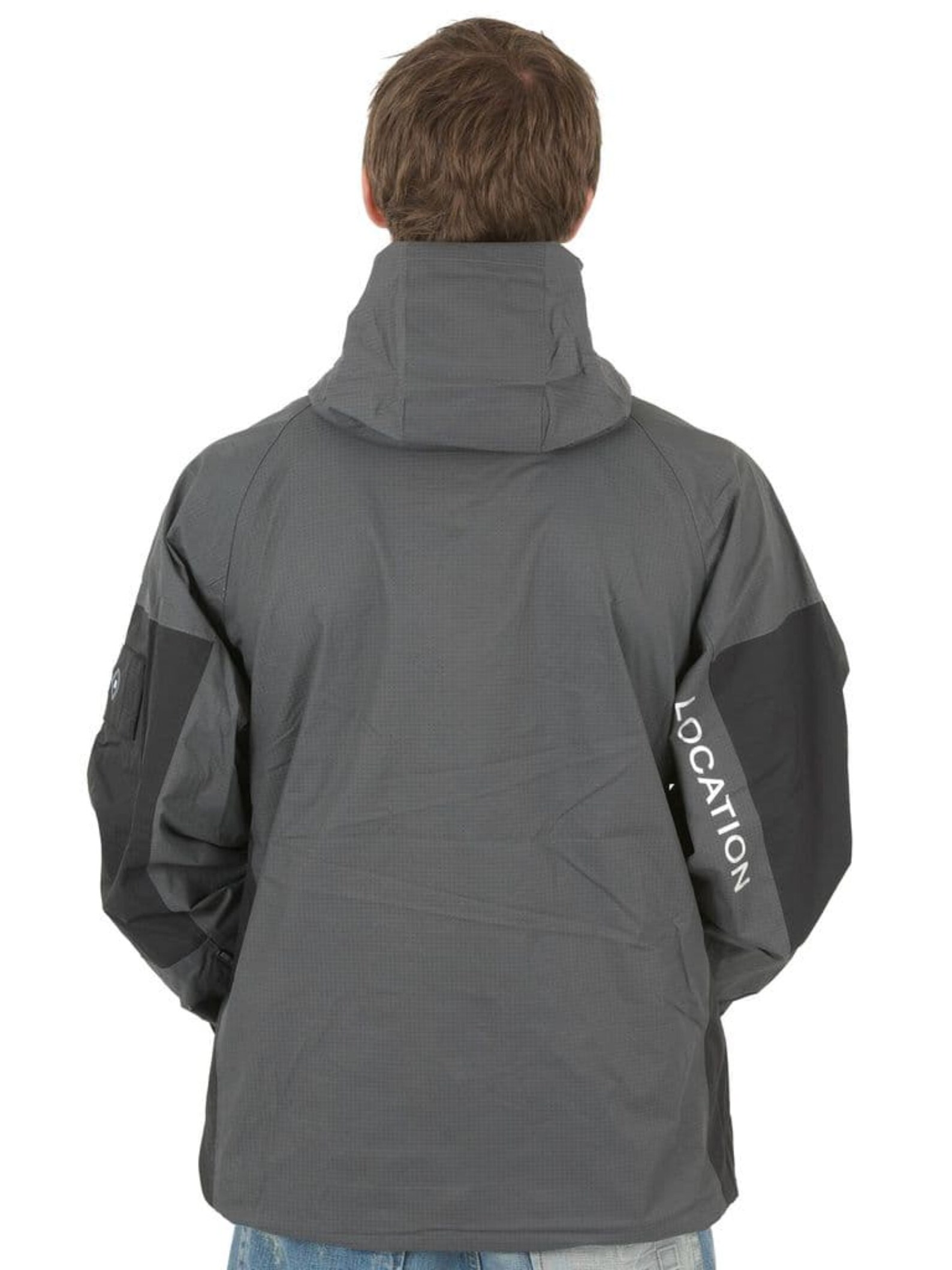 Mens Grey/black Goggle Rain Hooded Jacket Technical Waterproof Coat ...