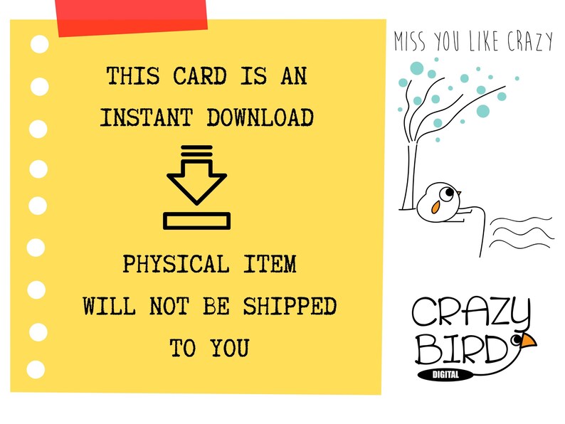 Printable Miss You Card-cute Miss You Card for Friend-long Distance ...
