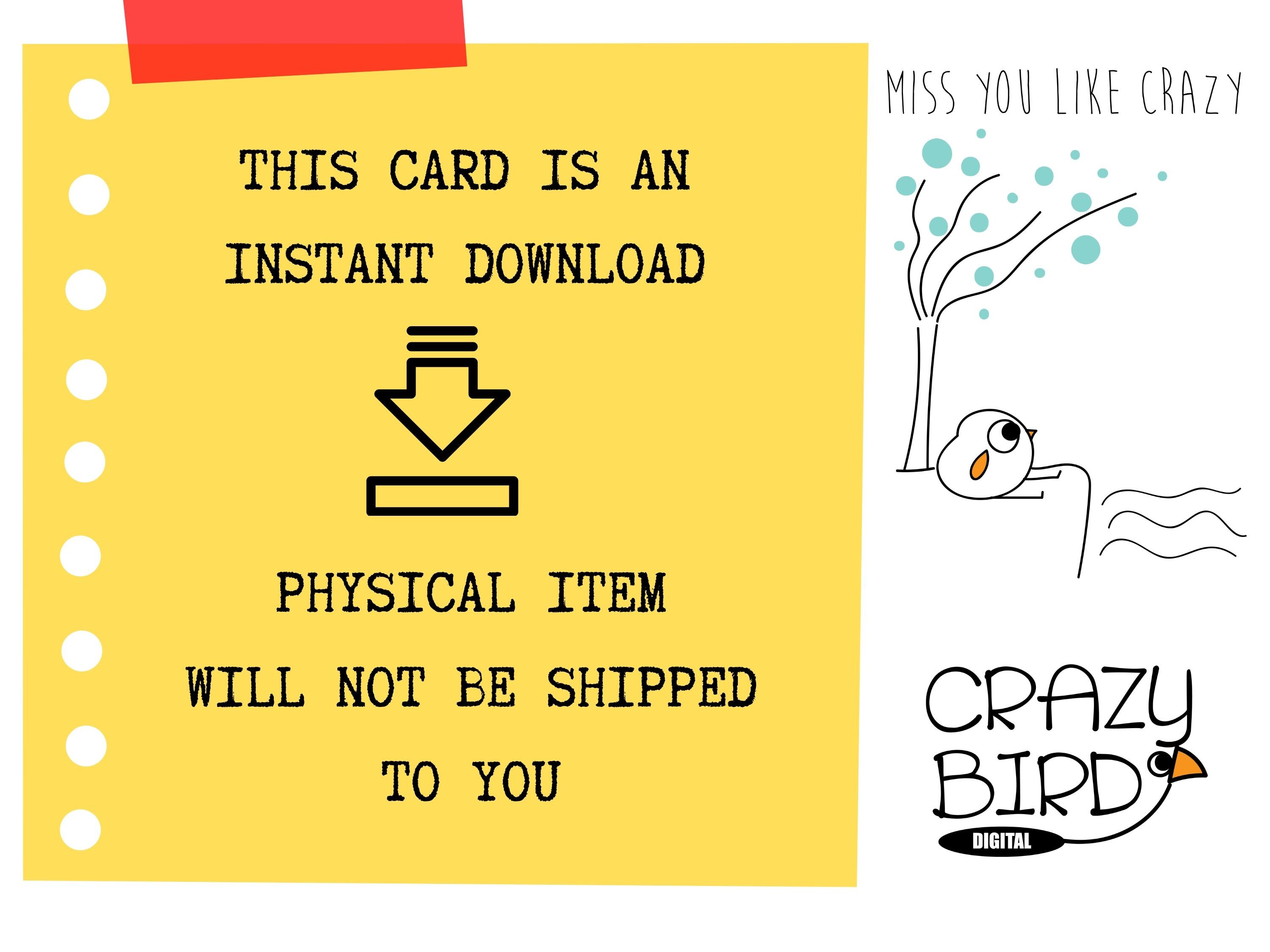 Printable Miss You Card-cute Miss You Card for Friend-long Distance ...
