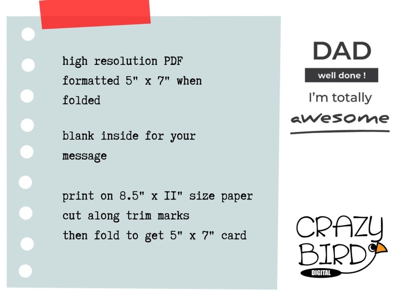 Printable Father's Day Card From Kids-funny Father's - Etsy