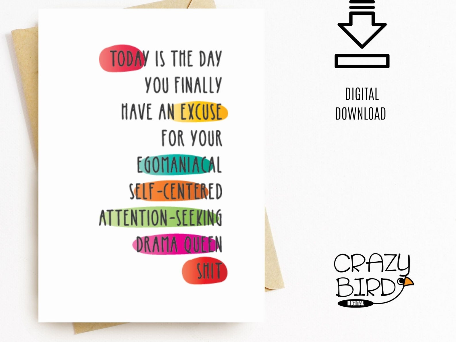 Rude Funny Birthday Card Printable Humour Birthday Card for Friend ...