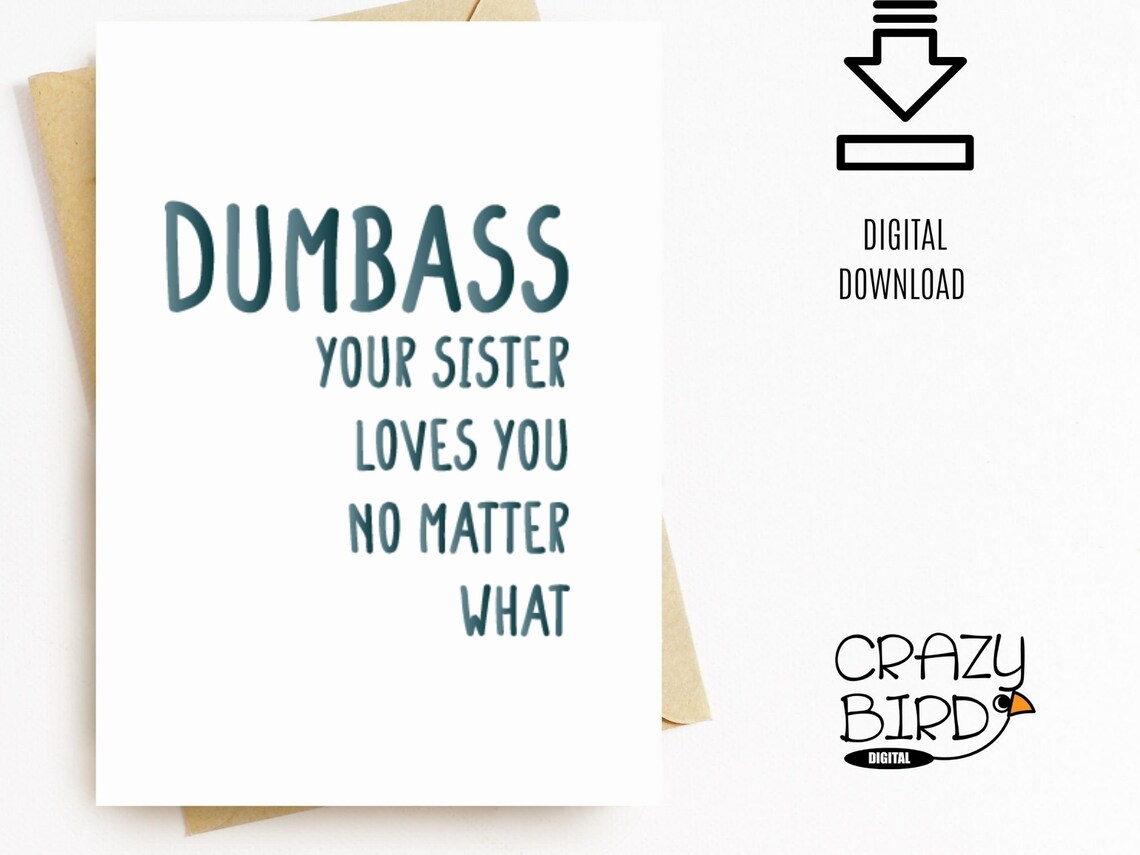 Funny Rude Birthday Card for Brother-card for Brother From Sister ...