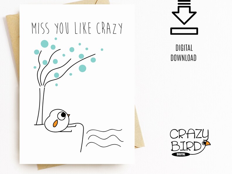 Printable Miss You Card-cute Miss You Card for Friend-long Distance ...