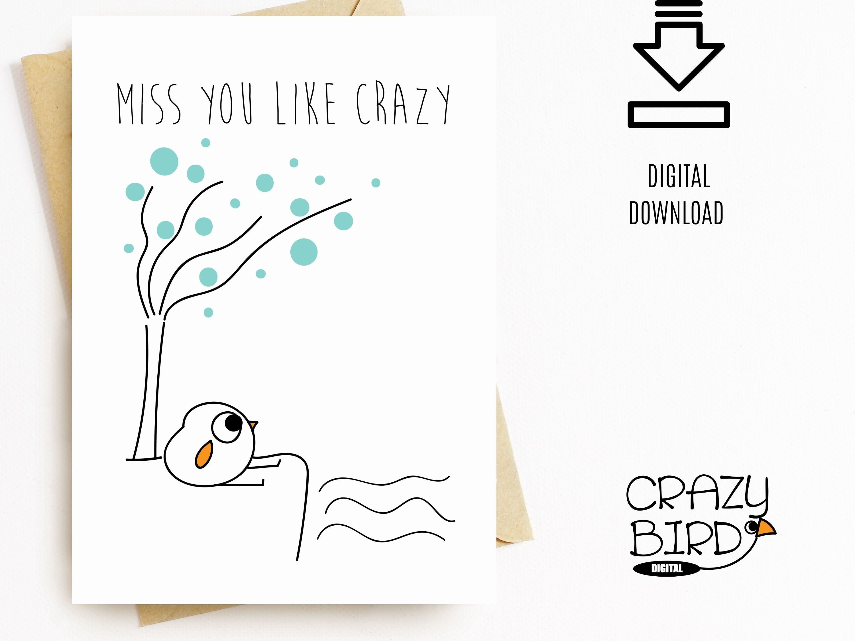 Printable Miss You Card-cute Miss You Card for Friend-long Distance ...