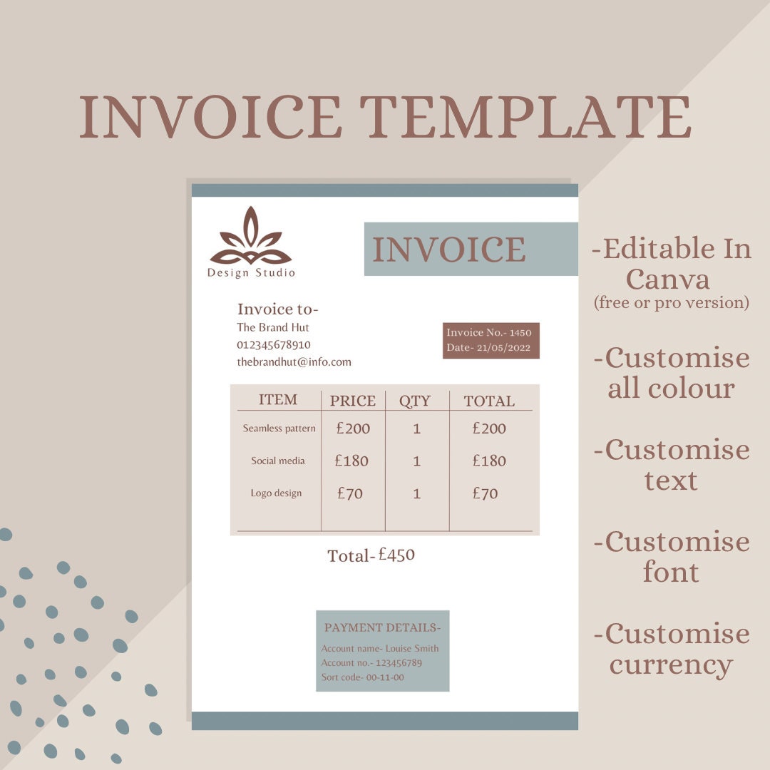 Invoice Template Editable in Canva - Modern and Professional Invoice ...