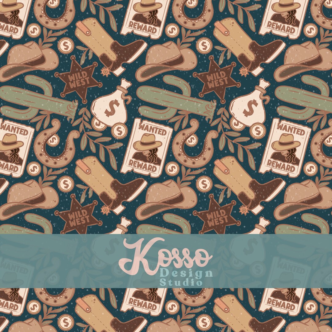 Western Mix Seamless Design - Digital Surface Pattern for Printing ...