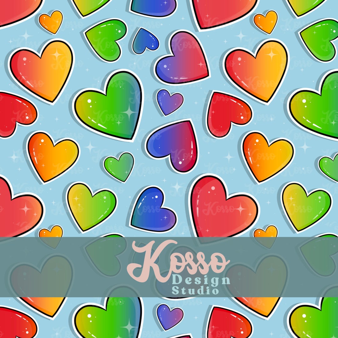 Love Valentines Heart Pride Seamless Design - Digital Surface Pattern ...