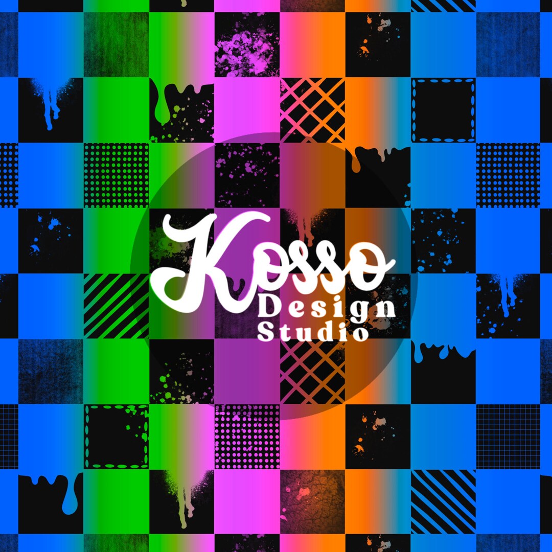 Neon Checks Seamless Design - Digital Surface Pattern for Printing ...