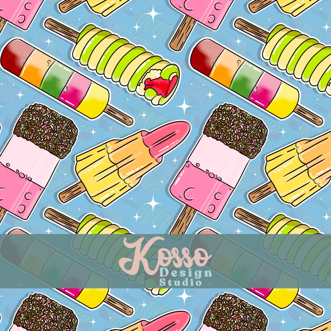 Summer Mix Lollipop Lollies Ice Cream Seamless Design - Digital Surface ...