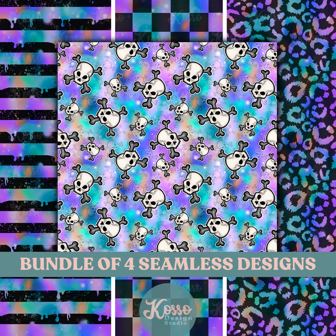 Pastel Skull Alternative Seamless Design Bundle - Digital Surface ...