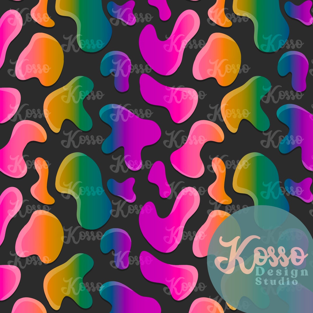 Rainbow Cow Print Seamless Design - Digital Surface Pattern for ...