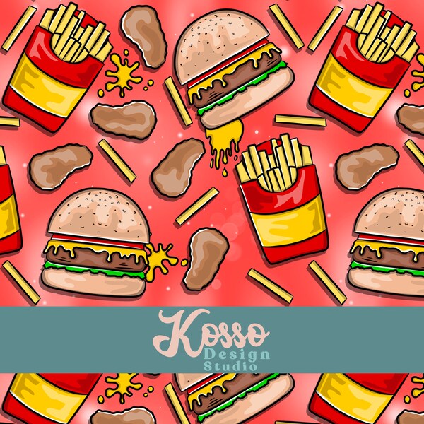 Fast Food Seamless Pattern - Etsy