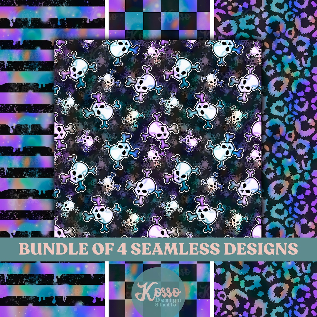 Pastel Skull Alternative Seamless Design Bundle - Digital Surface ...