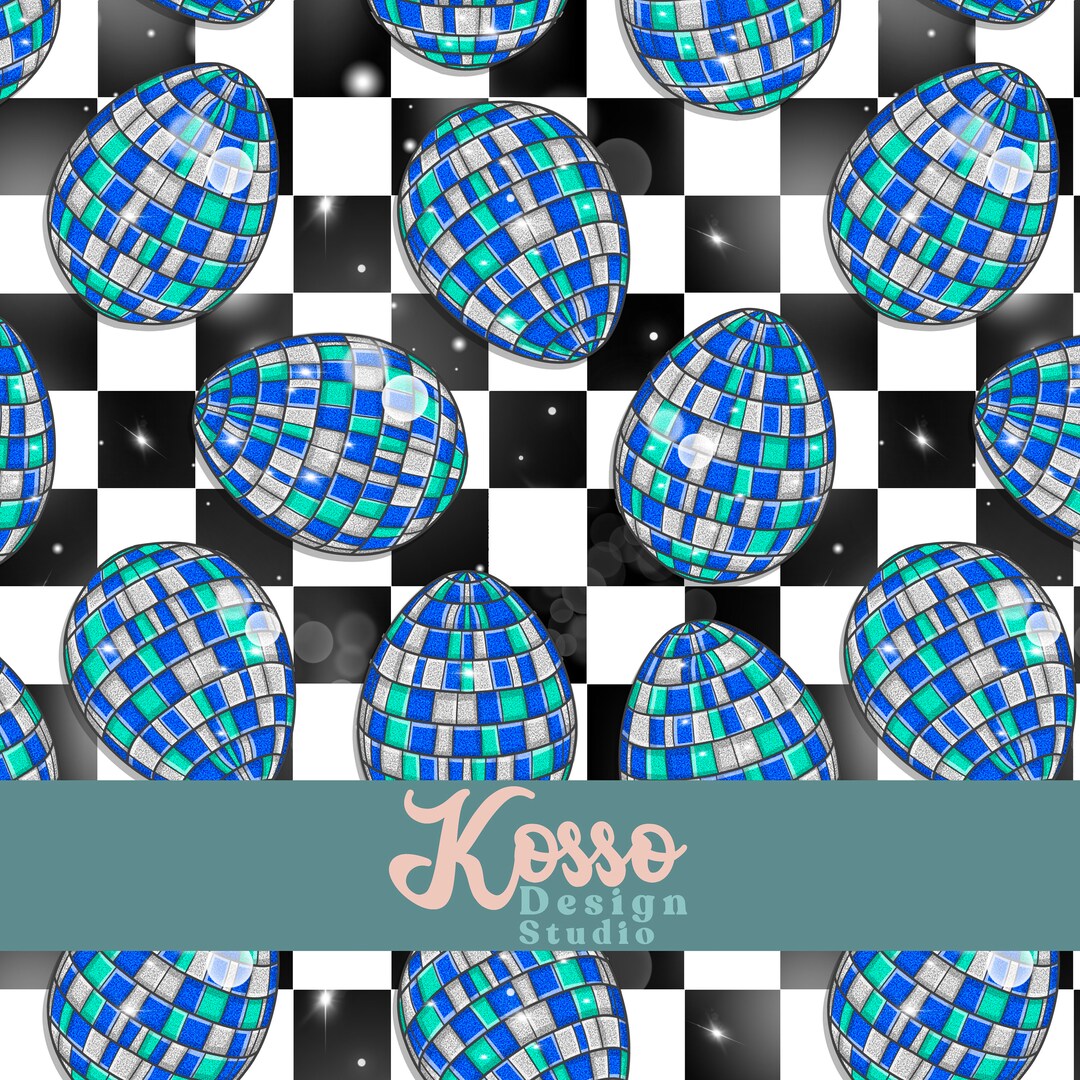 Checkered Disco Easter Eggs Seamless Design - Digital Surface Pattern ...