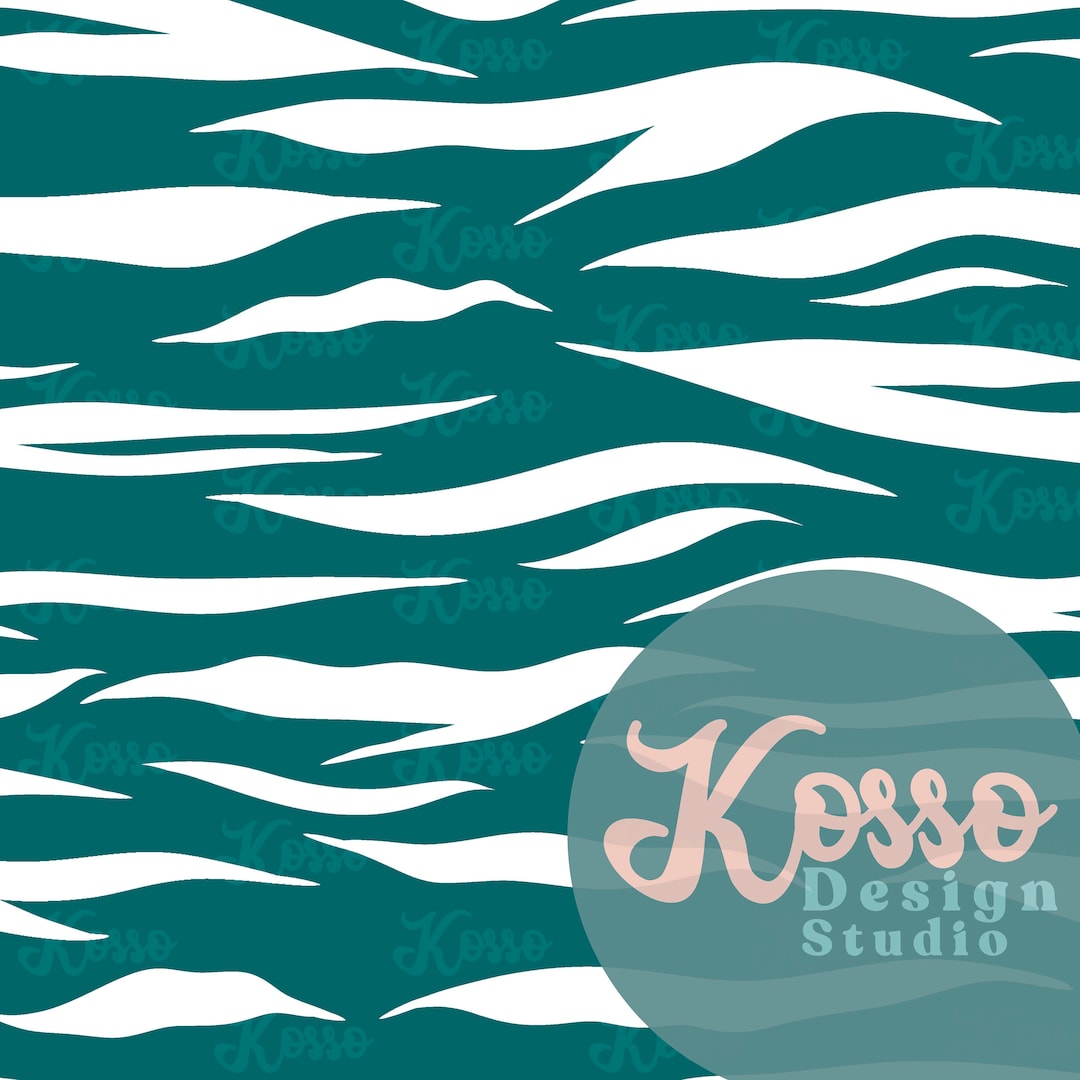 Teal & White Zebra Animal Print Seamless Design - Digital Surface ...