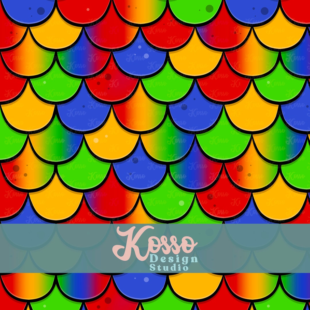 Rainbow Mermaid Scaled Seamless Design - Digital Surface Pattern for ...
