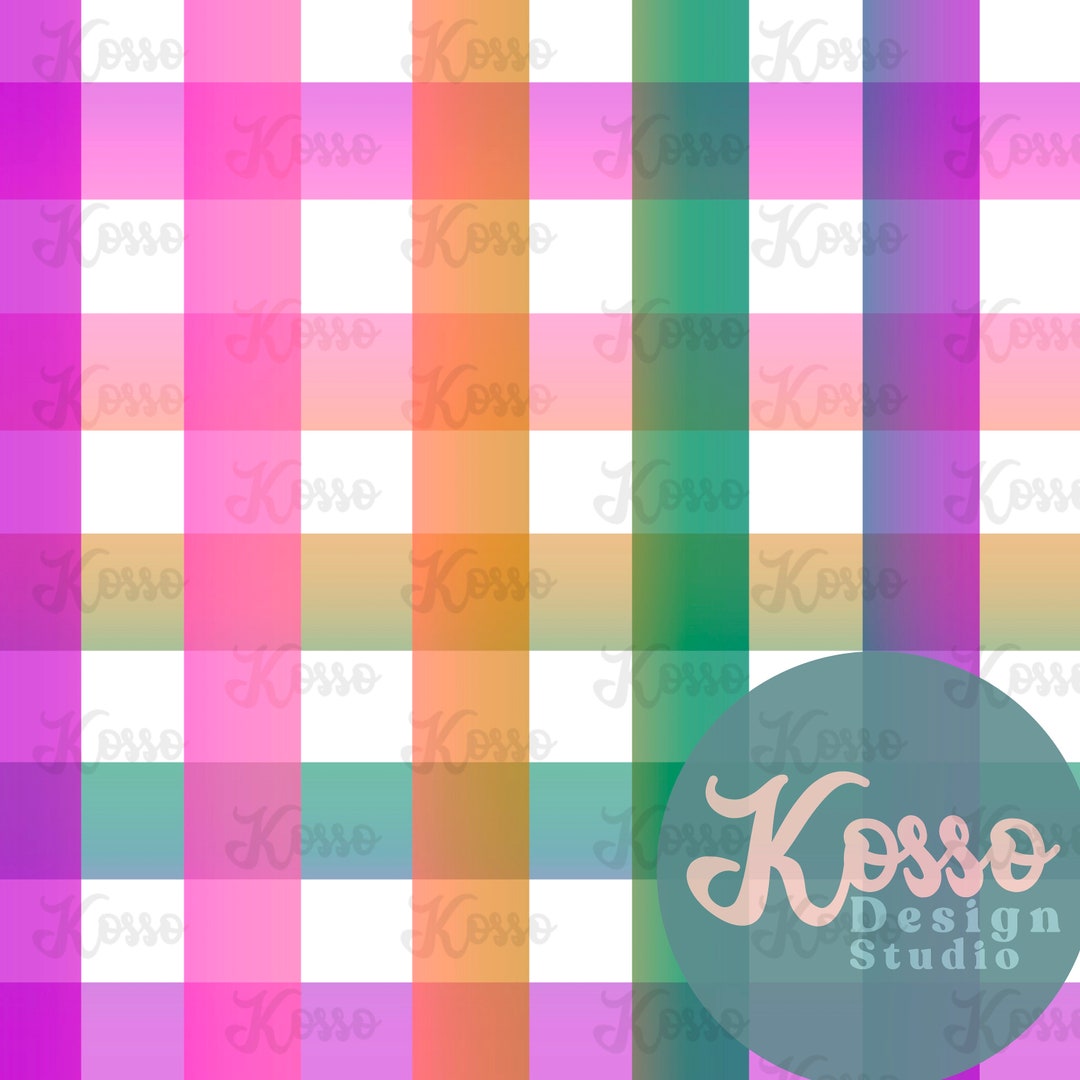 Rainbow Multi Colour Gingham Seamless Design - Digital Surface Pattern ...