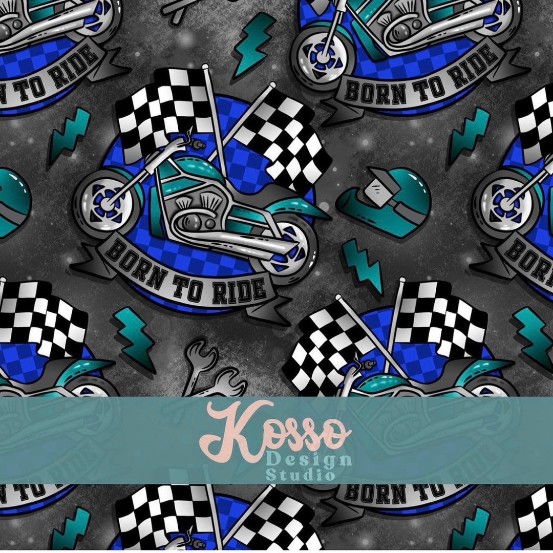 Navy Born to Ride Biker Seamless Design - Alternative Digital Surface ...