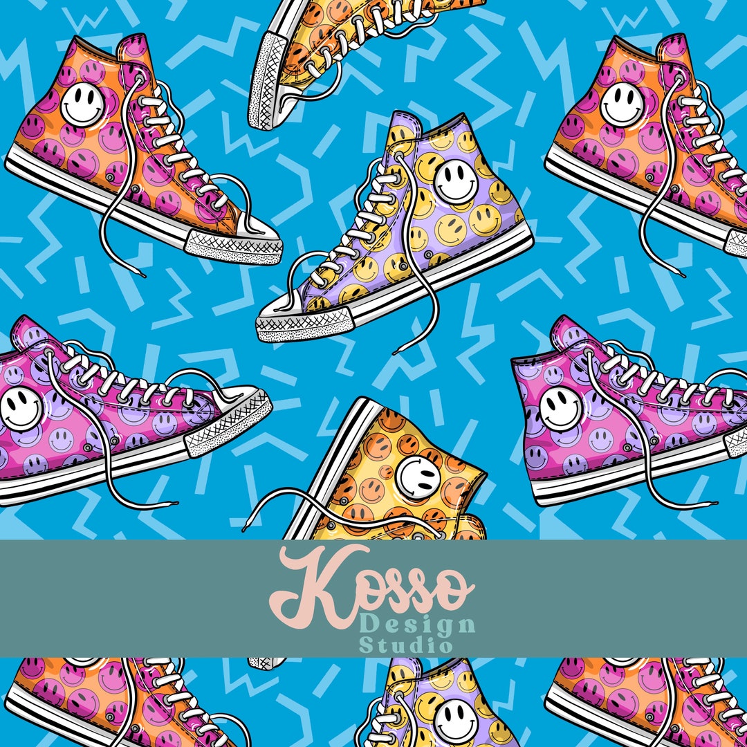Colourful Happy Smile Kicks Seamless Design - Digital Surface Pattern ...