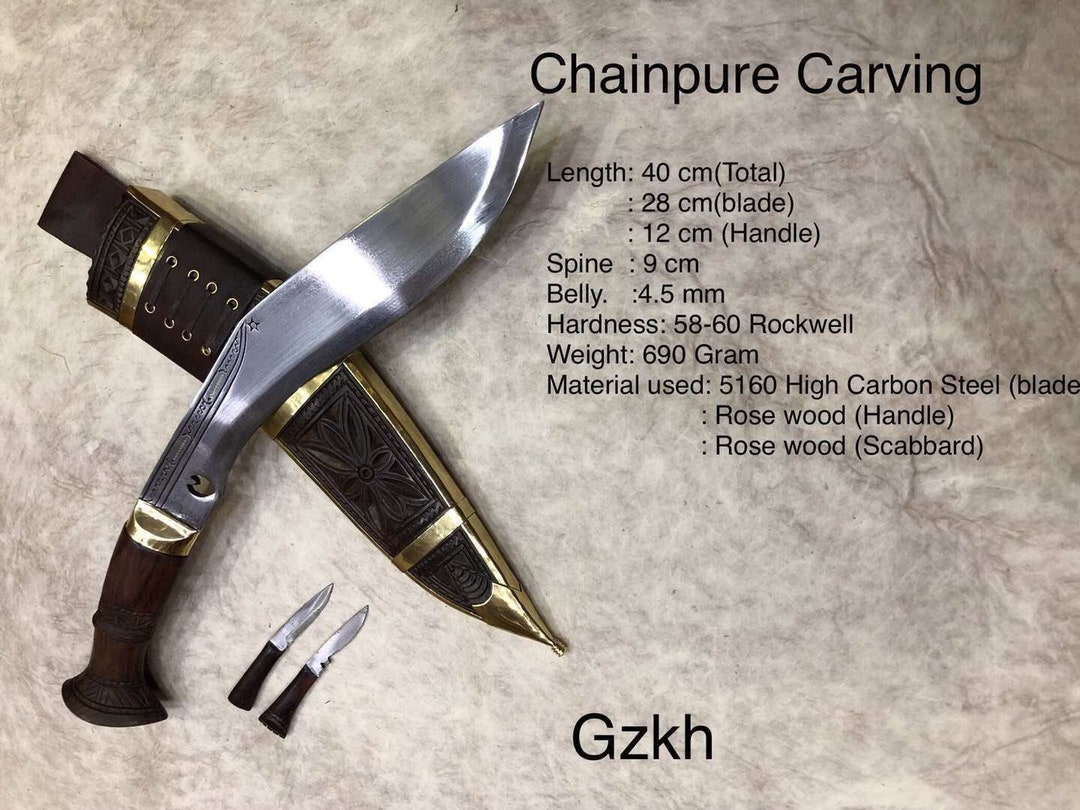 Traditional Chain Pure Carving Gurkha Khukuri Knife - Etsy