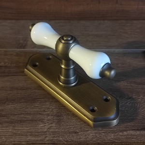 Vintage Window Handle Retro T Shape Ceramic Solid Brass Traditional ...