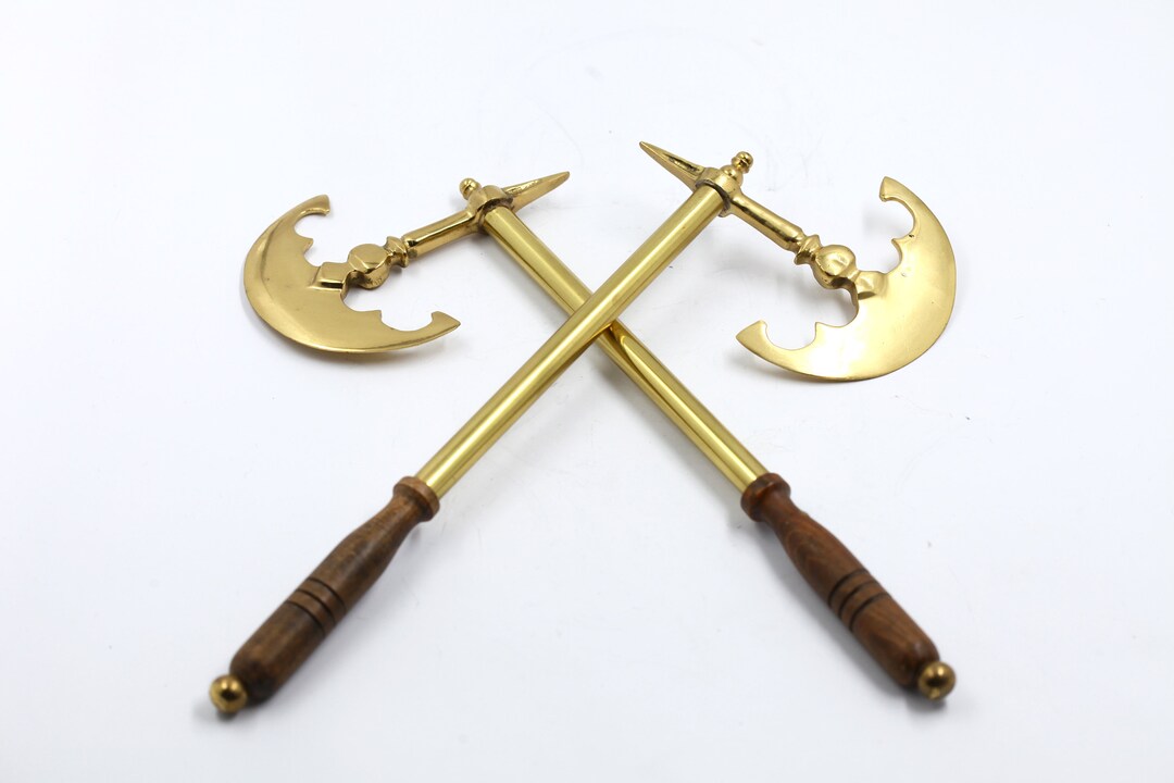 Decorative Solid Brass War Axe With Wooden Handle – Medieval Wall ...