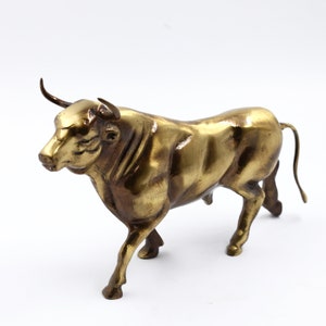 Bull Sculpture Solid Brass 2lbs/1kg, Realistic Heavy Bull Desktop ...
