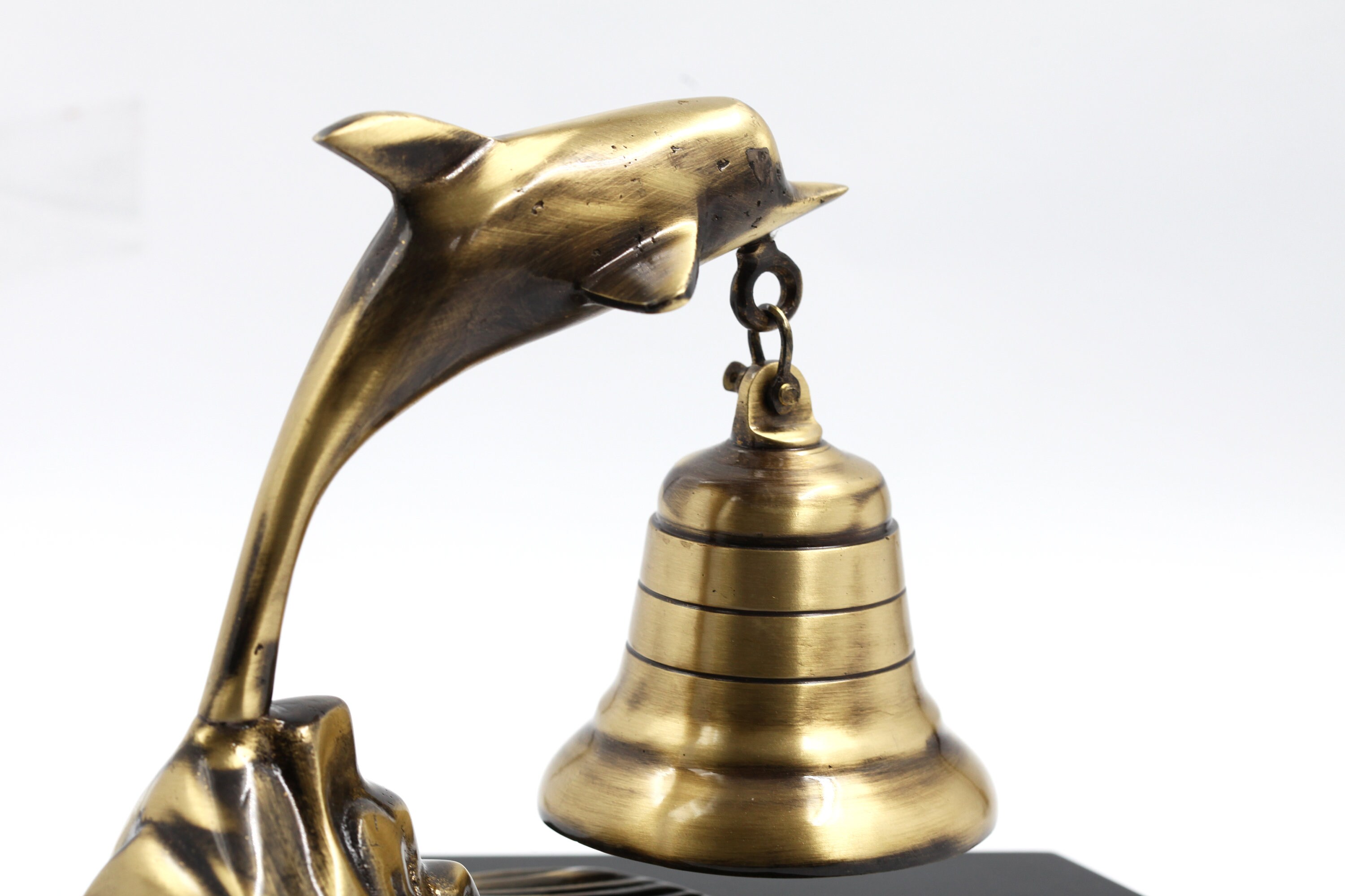 Solid Brass Dolphin Bell – Antique Bronze Coated 6.6 Lbs Maritime Bell ...