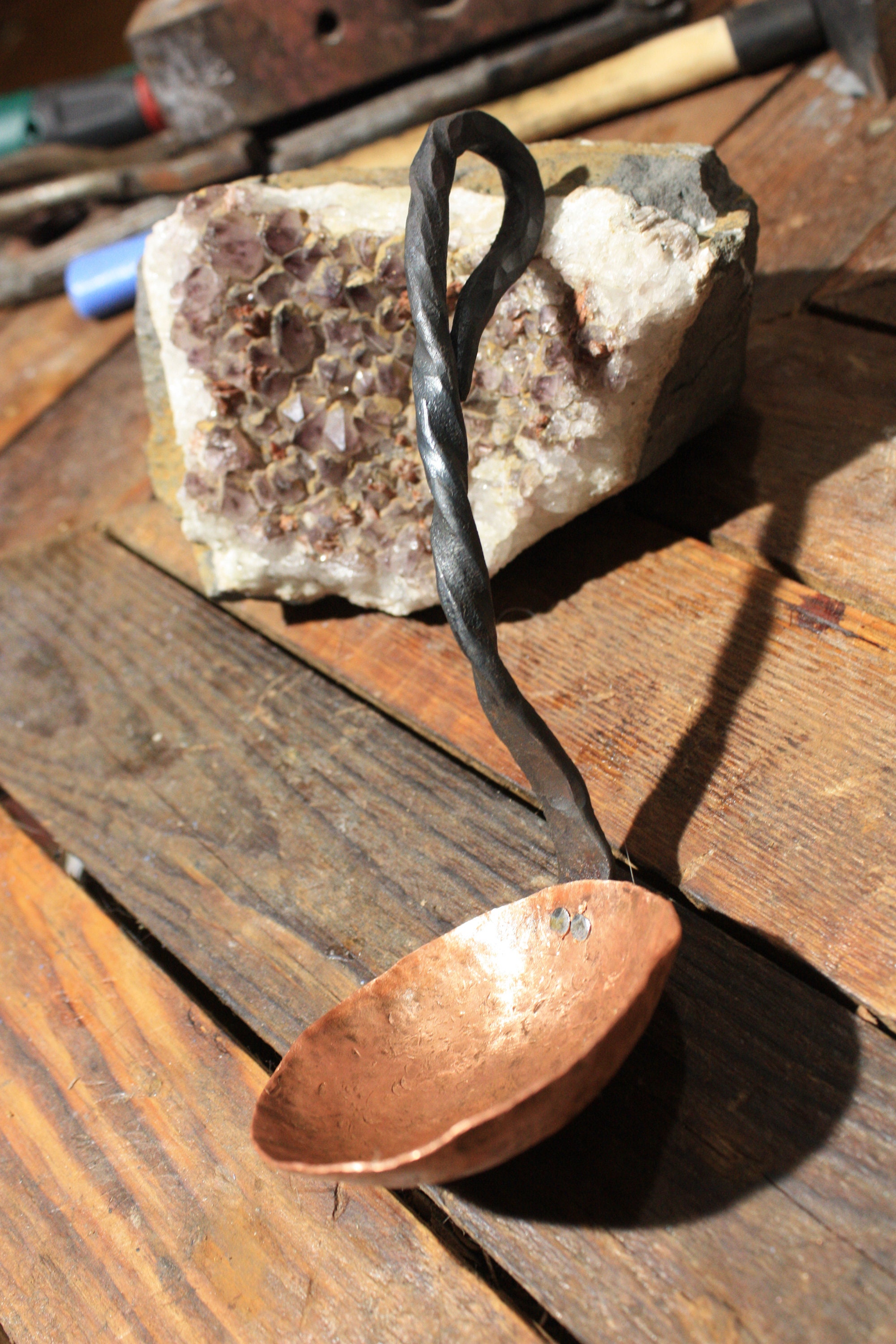 Copper Ladle Handmade Forge Steel Handle Serving Spoon - Etsy
