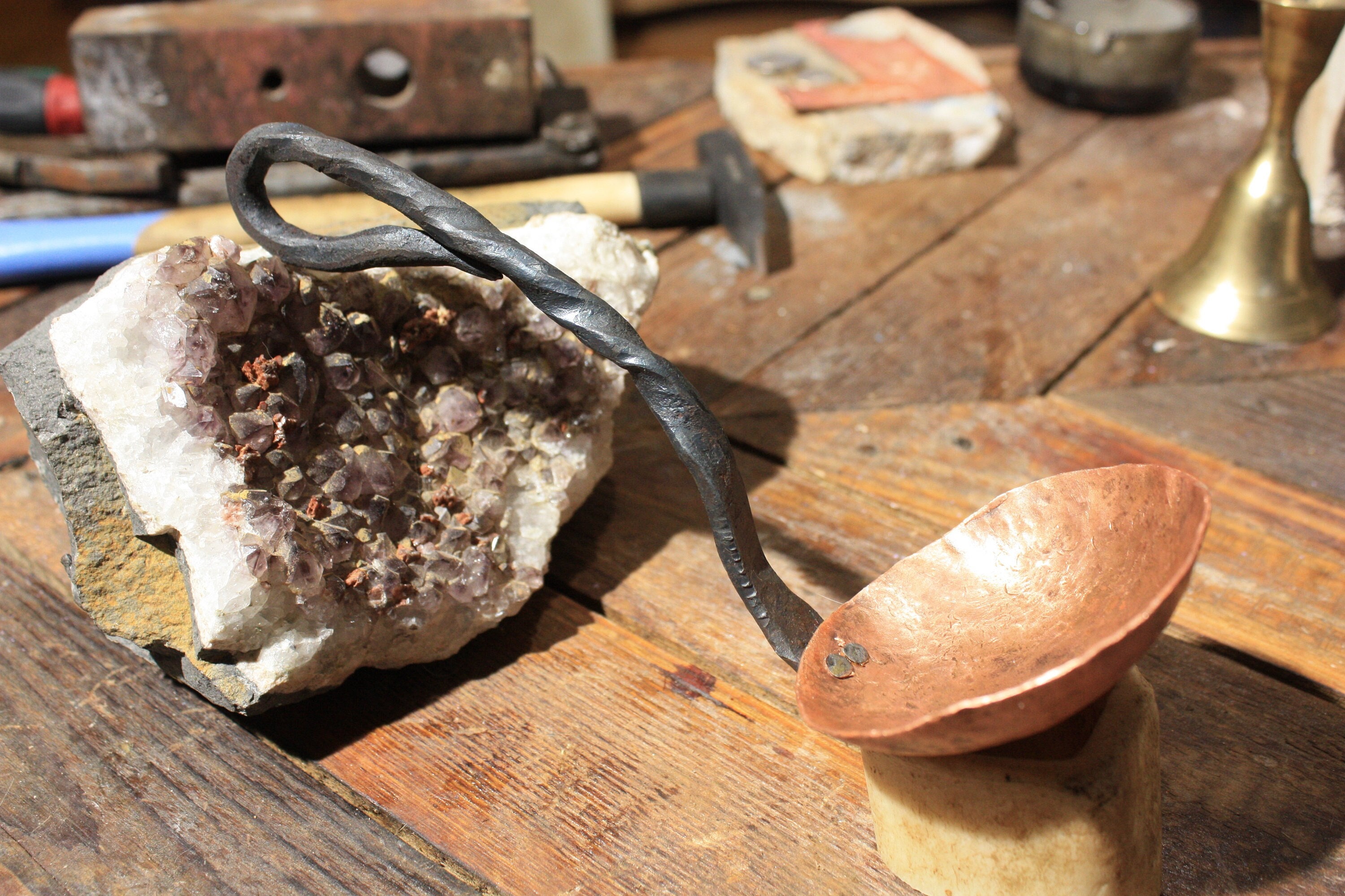 Copper Ladle Handmade Forge Steel Handle Serving Spoon - Etsy