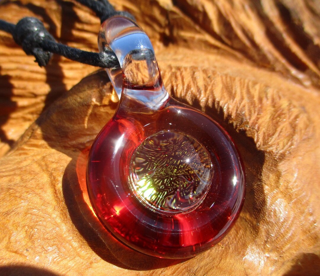 Heady Glass Pendant, Dichroic Glass, Wearable Art With Adjustable ...
