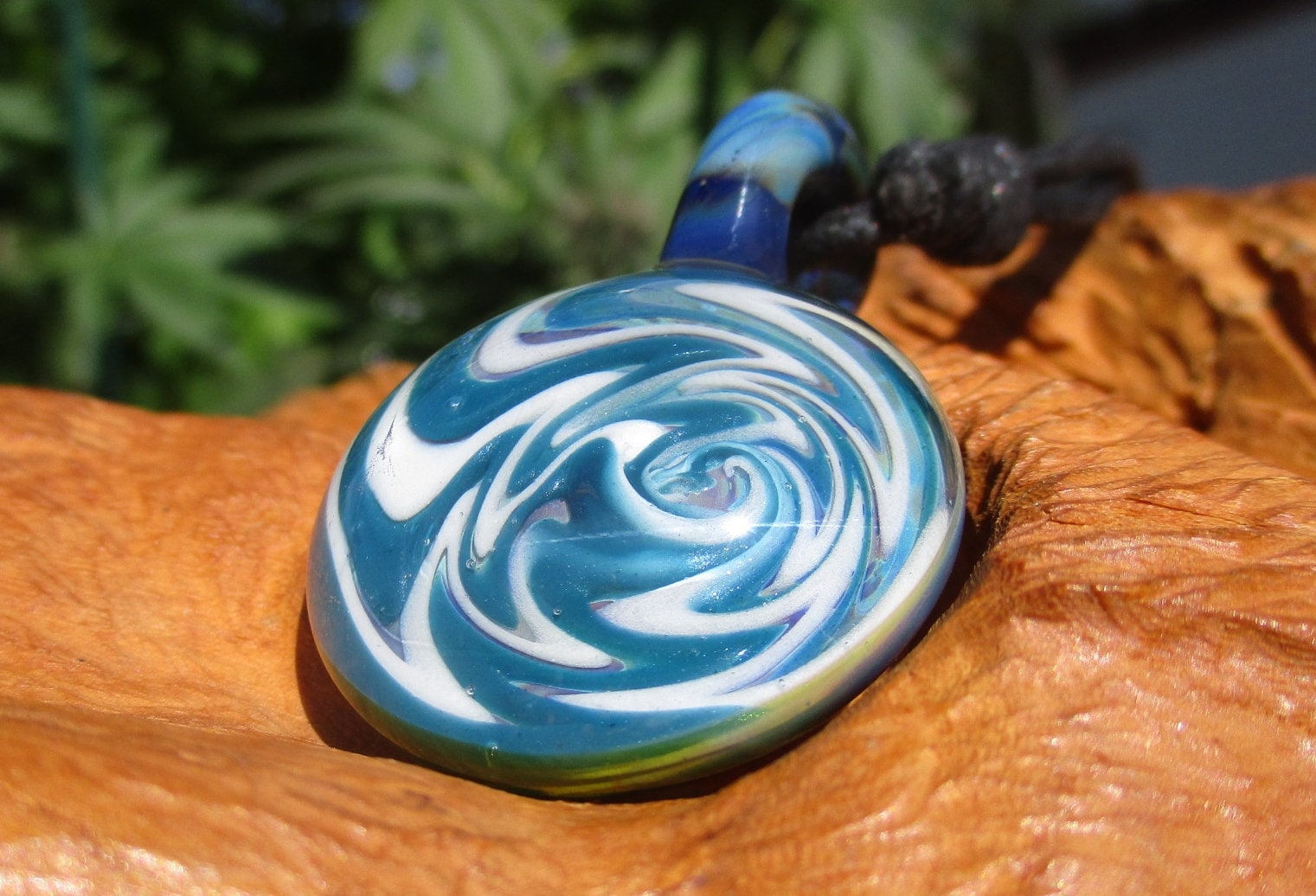 Heady Glass Pendant, Wig-wag, Wearable Art With Adjustable Necklace and ...