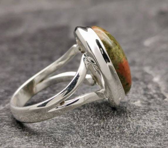 Designer Unakite Ring in 925 Sterling Silversilver Ringstone | Etsy