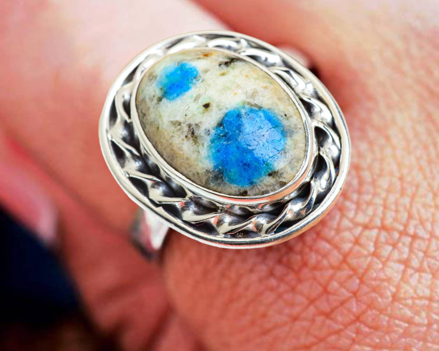 Classical K2 Azurite Ring in 925 Sterling Silver Azurite | Etsy