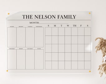 Personalized Acrylic Calendar Month & Week Floating Wall - Etsy