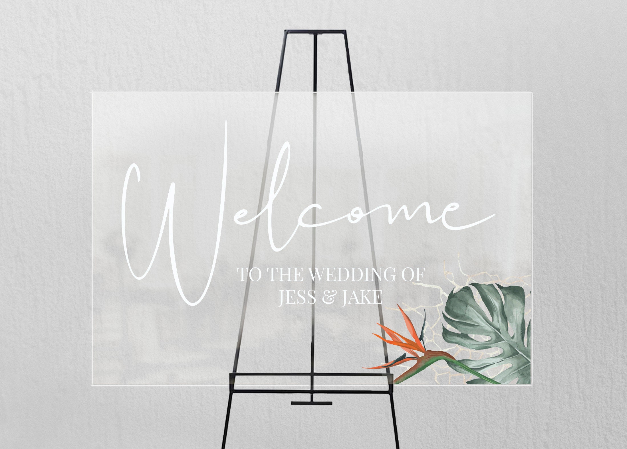 Personalized Acrylic Wedding Welcome Sign | Boho | Tropical | Birds of ...